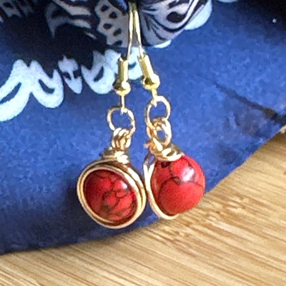 Alquimia | Jewelry | Red Turquoise Gold Drop Earringsvermeil Gold ...